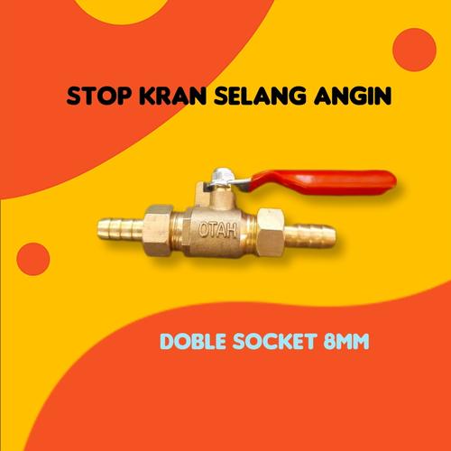Jual kran selang angin kompresor - stop keran Doble nepel sambungan 1/4 ...