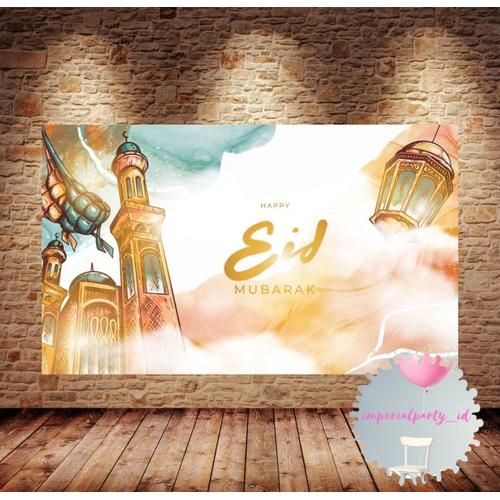 Jual Custom Backdrop Banner Spanduk Eid Mubarak Lebaran Ramadhan Kareem ...