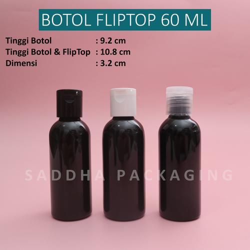 Jual Botol Fliptop 60ml HITAM PET / Botol Lotion / Botol Sabun Shampoo ...