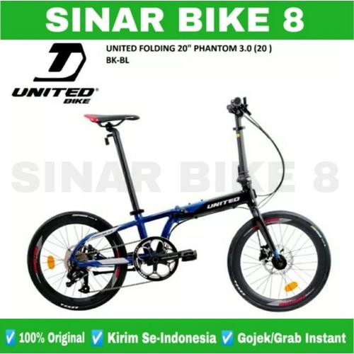 Jual Sepeda Lipat 20 Inch UNITED PHANTOM 3.0 Alloy 10 Speed Rem Hidrolik - BK BL - Kab ...