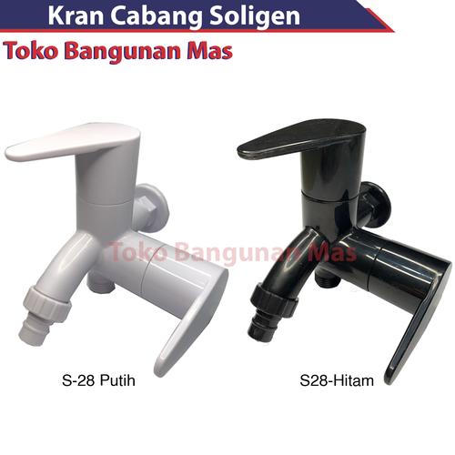 Jual Kran Cabang Shower Soligen Keran Double S28 PVC Hitam Putih Toilet ...