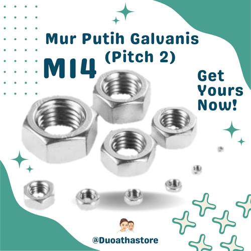 Jual Mur M14 x Pitch 2.0 Galvanis / Hex Nut M14 Galvanis PUTIH - Kab ...