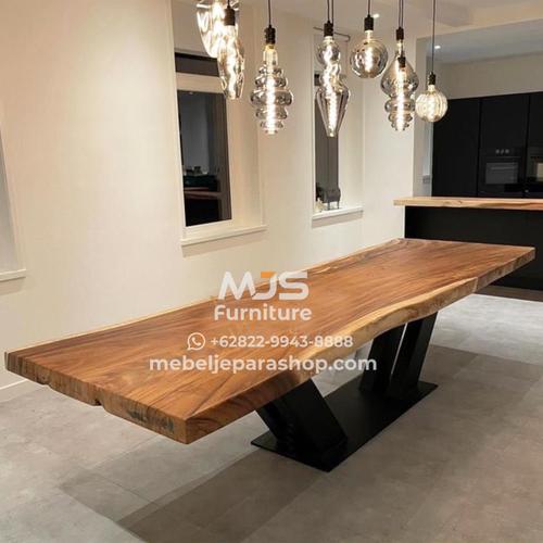 Jual Meja Makan Kayu Solid Trembesi - Meja Meeting Besar Kayu Utuh ...