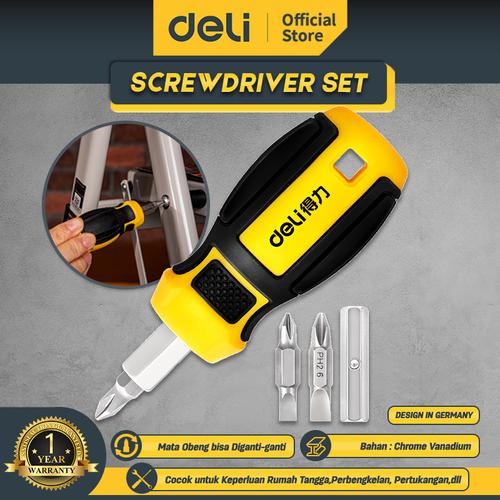 Promo Deli Obeng Kecil Set/ Mini Screwdriver Set Obeng Mini Dua Sisi ...