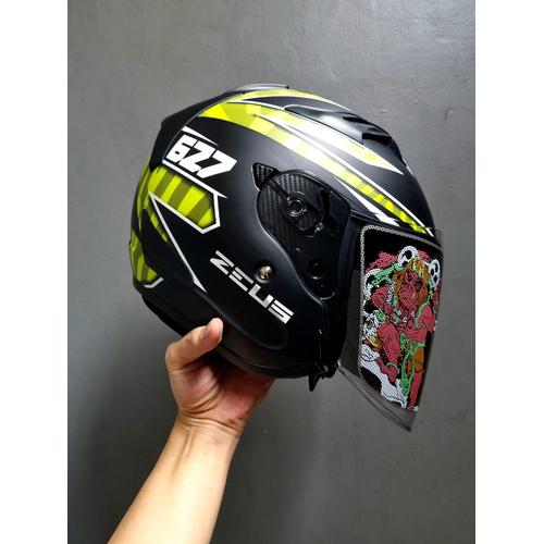 Promo ZEUS ZS 627 MATT BLACK BM7 FLUO YEL DOFF HALF FACE SINGLE VISOR ...