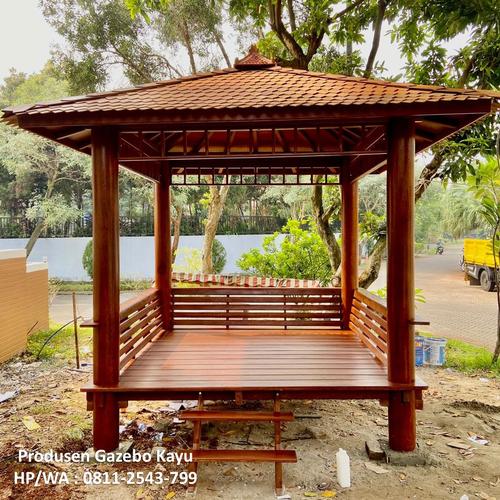 Jual Gazebo Minimalis Kayu Kelapa 2,5x2,5 Meter, Saung Gasebo Taman ...