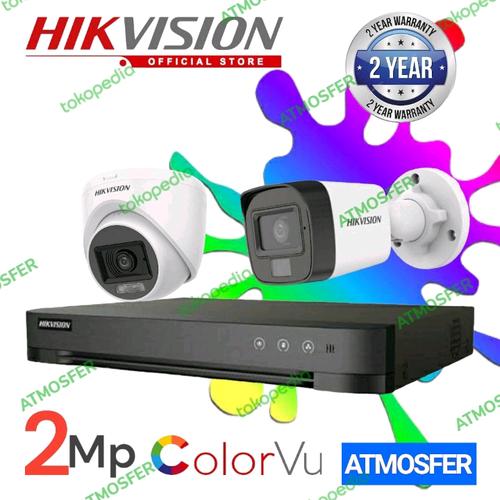 Jual PAKET CCTV HIKVISION 4 CHANNEL 2 CCTV 2MP COLORVU LENGKAP ORIGINAL ...