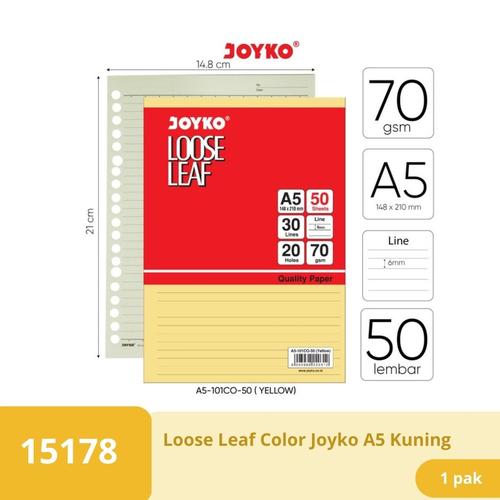 Promo Loose Leaf Color Isi Kertas File Binder Berwarna Joyko A5 50 ...