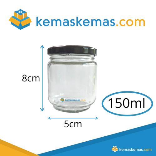 Jual 150ml Botol Kaca Round Jar Kaca Bulat Jar Saffron + Tutup - Tanpa ...