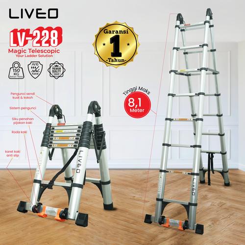 Jual Tangga Teleskopik 7,8 Meter Multi, Tangga Double Lipat Merk Liveo ...