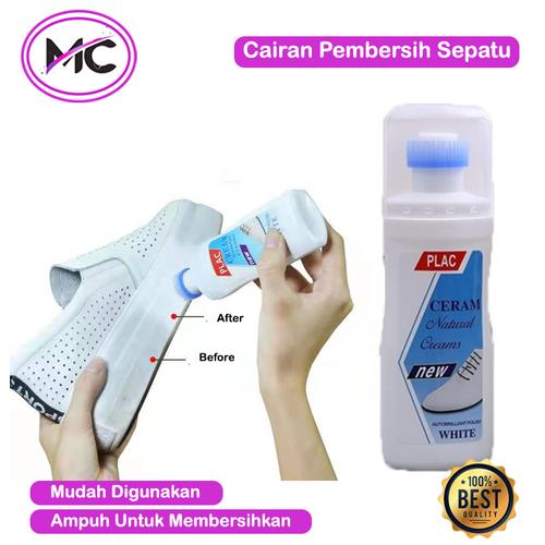 Jual Cream Pembersih sepatu Plac Pemutih Krim Cairan Semir Sepatu Putih ...
