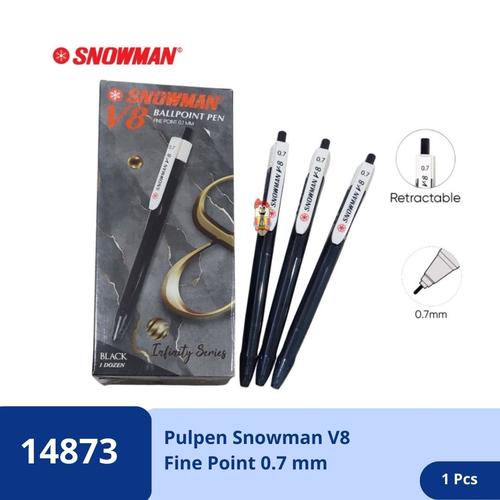 Jual Ballpoint / Pulpen / Bolpen Pen SNOWMAN V8 0.7mm Hitam / black ...