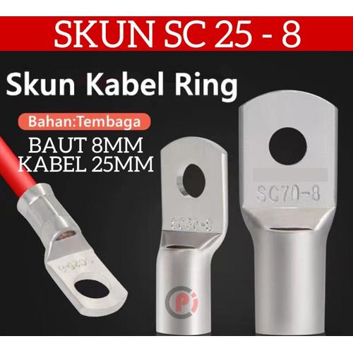 Jual Skun Kabel Ring SC 25 8mm Untuk Konektor Kabel Listrik Ke Terminal ...