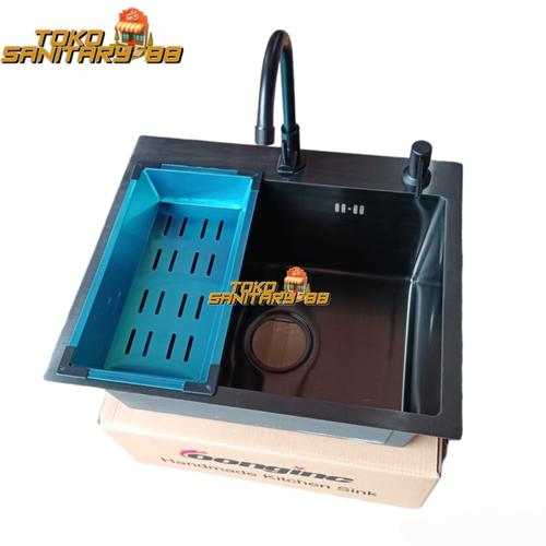 Jual kitchen sink 5243 HITAM komplit set + kran pipa / bak cuci piring ...