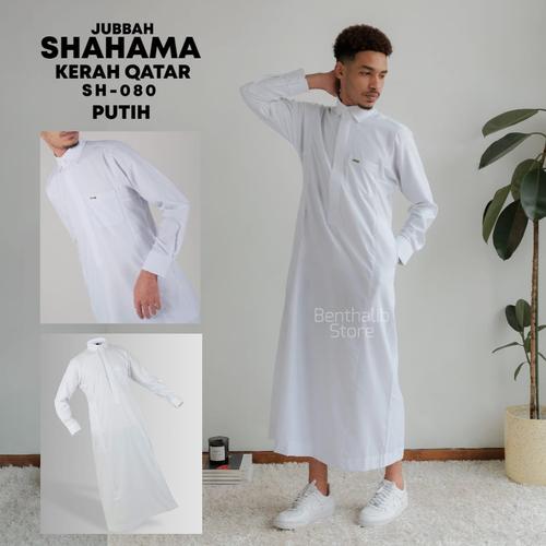 Jual Jubah Shahama SH-080 Gamis Pria Exclusive Basic Kerah Qatar Putih ...