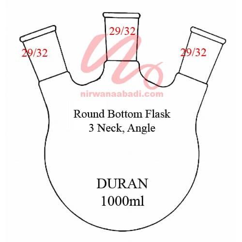 Jual LABU LEHER TIGA 3 neck NS 29/32 DURAN Alas DATAR | FLAT Bottom ...