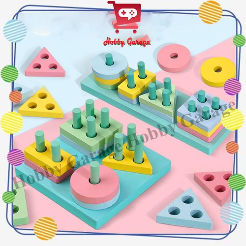 Jual Mainan Anak Kayu Geometri Bentuk Montessori Sensory Basic Shape ...
