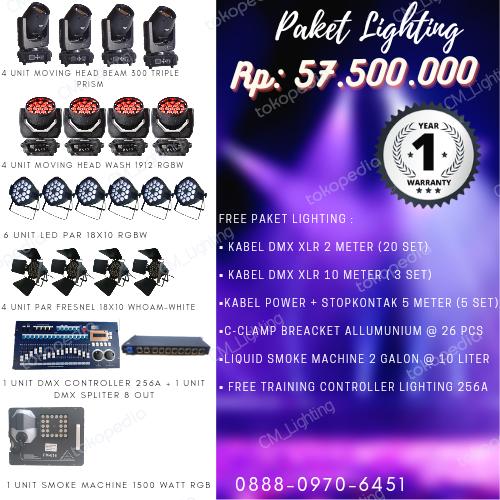 Jual Paket Lighting Moving Head Beam 300 / Wash 1912, Led Par RGBW ...