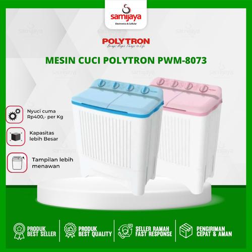Jual MESIN CUCI DUA TABUNG TWIN TUB POLYTRON PWM-8073 8073 8KG - PINK ...