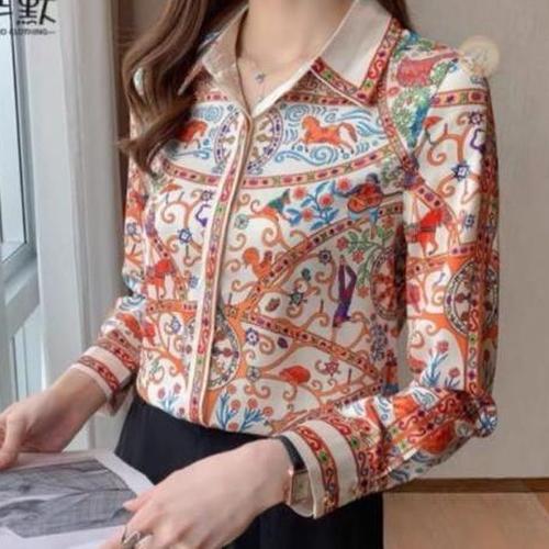 Jual Kemeja Wanita Dr Motif Bunga silk Premium Atasan Wanita Terbaru ...