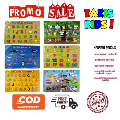 Jual Mainan Edukasi Anak Puzzle Kayu Bebas Pilih Variasi Gambar - Angka ...