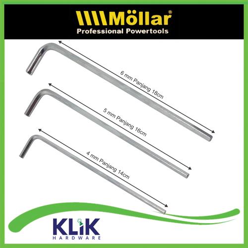 Jual Mollar Kunci L Flat Hexagonal Panjang Xtra Long 4 5 6 mm Chrome ...