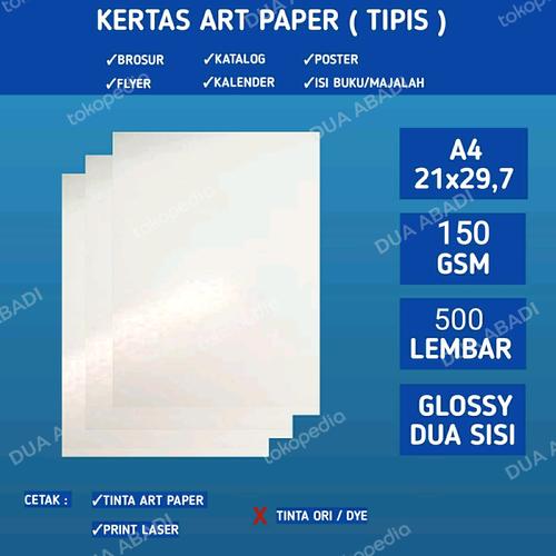 Jual Kertas art paper 150 gsm A4 1 rim/500 lembar - Kota Tangerang ...