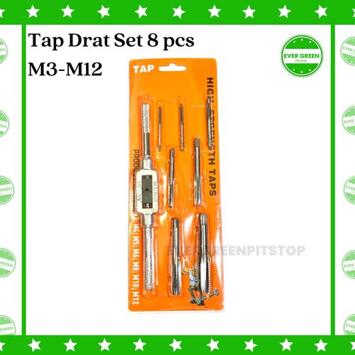 Jual Tap Drat Set 8 pcs M3-M12 Alat Pembuat Drat Metrix + Gagang Senai ...