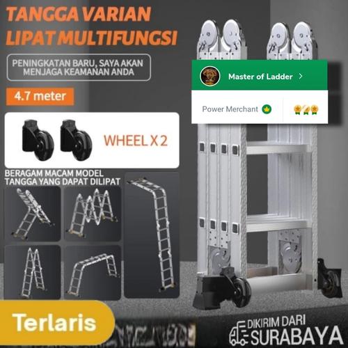 Jual Tangga Lipat Aluminium Roda/Multipurpose Ladder 4.7 Meter With ...