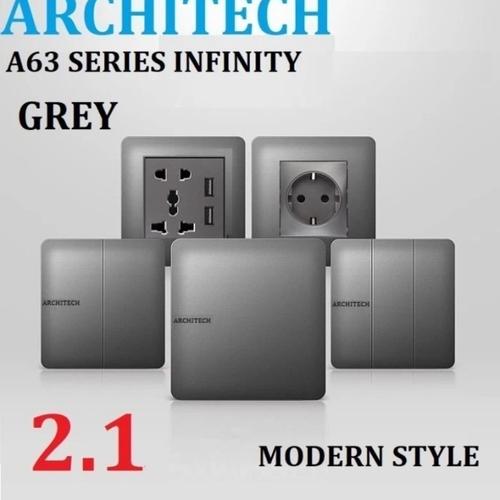 Jual Stopkontak AC 3Pin ARCHITECH INFINITY GREY Colokan Ac Universal ...