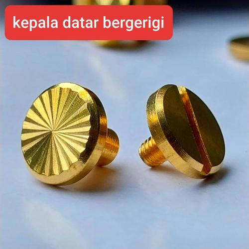 Jual Mur Baut Kuningan Kepala Datar Bergerigi 1 Set Panjang 4/6/8/10 ...