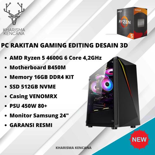 Jual PC RAKITAN GAMING RYZEN 5 5600G 16GB SSD 512GB LED 24" SAMSUNG - Kota Malang ...