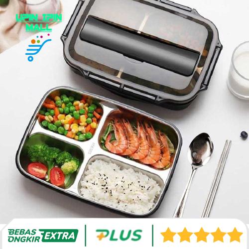 Jual Lunch Box Kotak Makan 4 Sekat Dengan Sendok dan Sumpit 1000ml ...