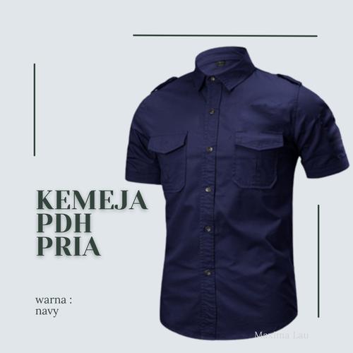 Jual baju pdh biru navy polos pria lengan pendek jumbo XXL XXXL XXXXL ...