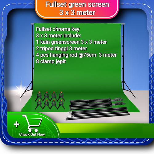 Jual Greenscreen portable chroma key backdrop background studio 3m ...