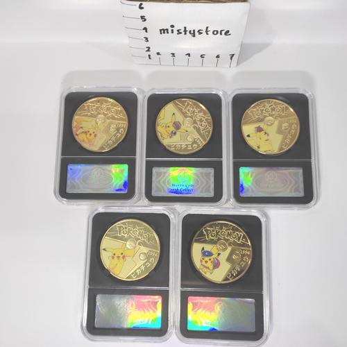 Jual Koin Pokemon Coin Gold Emas fisik metal Coin case logam Pikachu ...