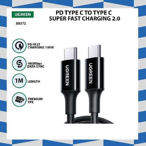 Jual Kabel Data 1 Meter PD Fast Charging Type-C 100w UGREEN 80371 Black ...