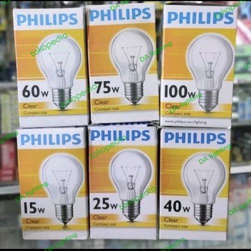 Jual Lampu pijar clear 230v E27 15w 25w 40w 60w 75w Philips - Jakarta ...