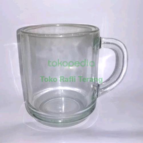 Jual gelas kopi beling polos / cangkir teh / gelas kaca gagang 6 pcs ...