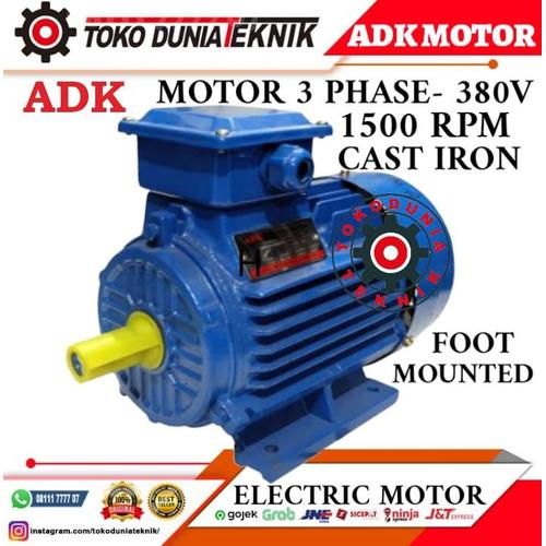 Jual ADK MOTOR 132S-4 C/I 5.5KW 7.5HP 4P 1500RPM 3PH B3 ELECTRIC MOTOR ...