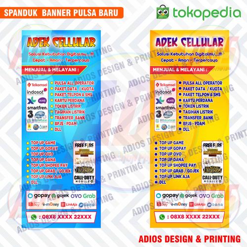 Jual Spanduk Konter Pulsa Banner Pulsa Biru Kuning Ukuran Variasi ...