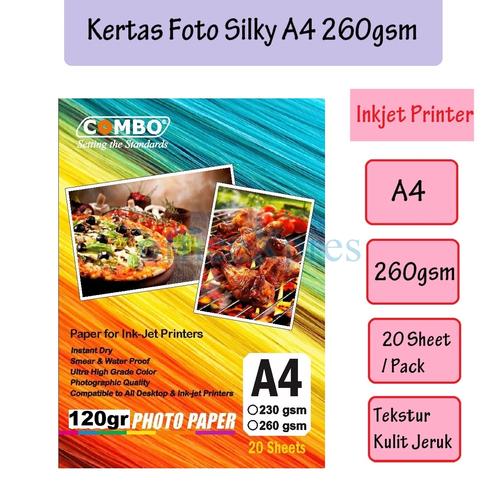 Jual Photo Paper Doff Silky A4 260gr / Kertas Foto Silky Matte A4 Combo ...