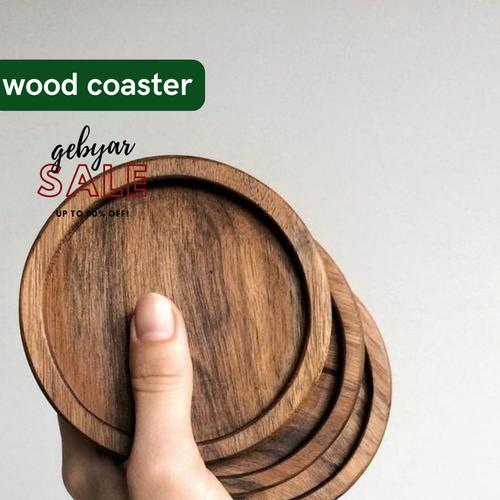 Jual wood coaster - tatakan kayu - telenan kayu jati - 8.5cm - Kab ...