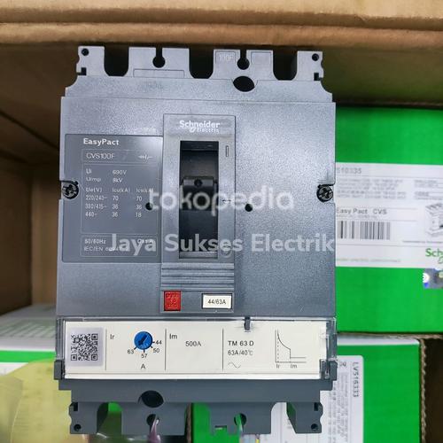Jual MCCB CVS100F 3P 63A 36KA Adjustable 44-63A LV510335 Schneider ...
