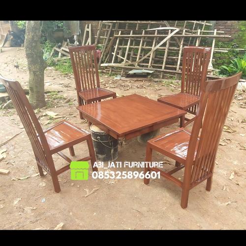 Jual meja makan kursi makan set 4 kursi model balero minimalis kayu jati - Kab. Jepara - Abi ...