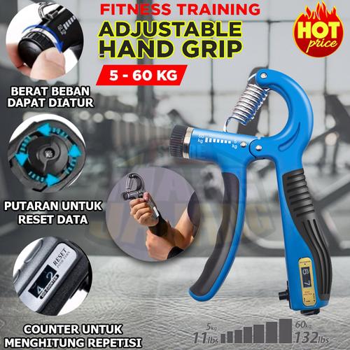 Promo Hand Grip Adjustable Counter 5-60Kg Handgrip Alat Fitness Otot ...