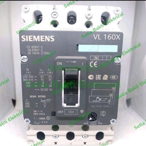 Jual MCCB SIEMENS VL160X / VL 160X 100A 3phase 3VL1710-1DD33-0AA0 ...