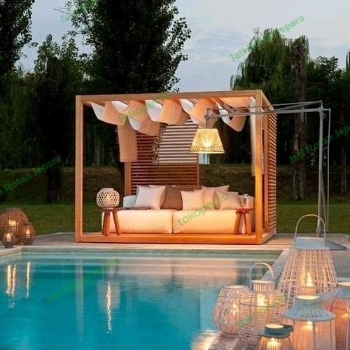 Jual Gazebo kayu jati minimalis modern pragola, Gazebo taman pantai ...