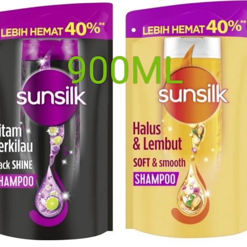 Jual Sunsilk Shampo Soft&Smooth 900ML Refil-Black Shine - Hitam 900ml ...