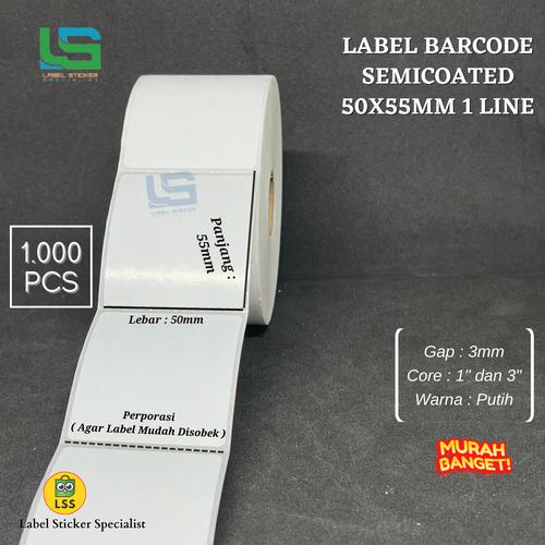 Jual LABEL STIKER BARCODE 50X55 MM LABEL SEMICOATED 5X5.5 CM 1000 PC ...